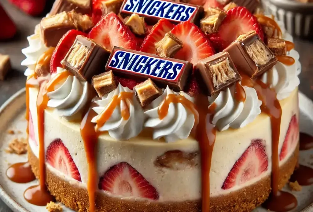 How to Make Snickers Strawberry Cheesecake