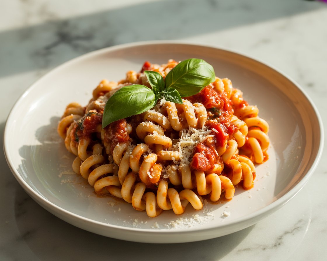Cavatappi Pasta with Tomato Basil Sauce – Easy & Delicious