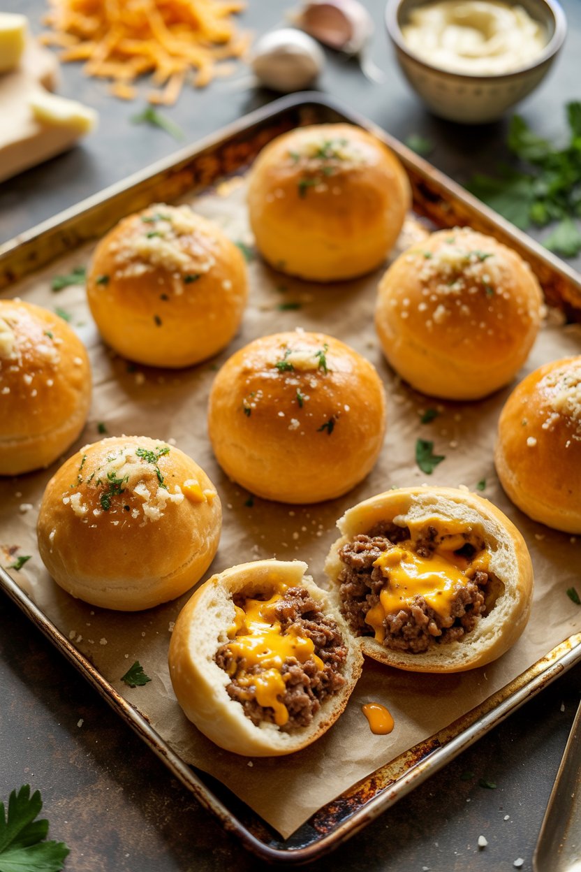 Garlic Parmesan Cheeseburger Bombs Recipe